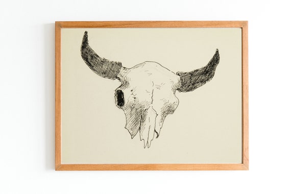 ART PRINT Vintage Buffalo Skull Drawing Buffalo Sketch Art - Etsy