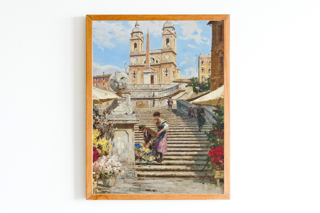 ART PRINT | the Spanish Steps Oil Painting | Rome Italy Wall Art ...