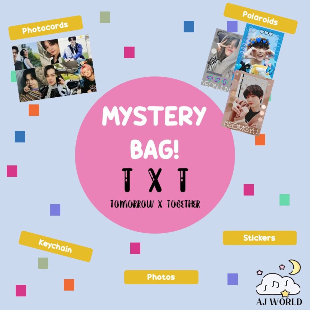TXT Mystery Bag l TXT Merch l Kpop Gift Bag l Photocards, Stickers ...
