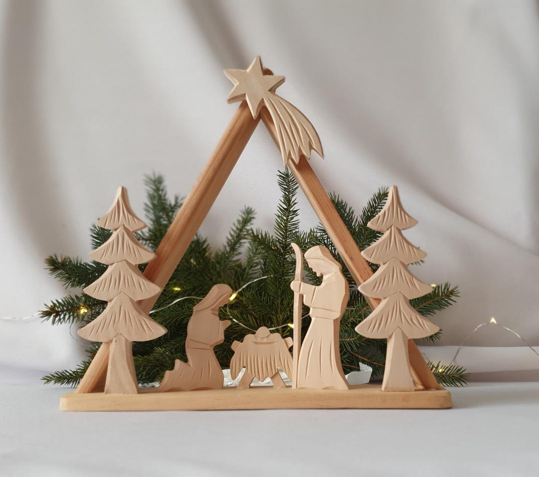 Traditional Folk Nativity Scene - Triangle Shape - Etsy