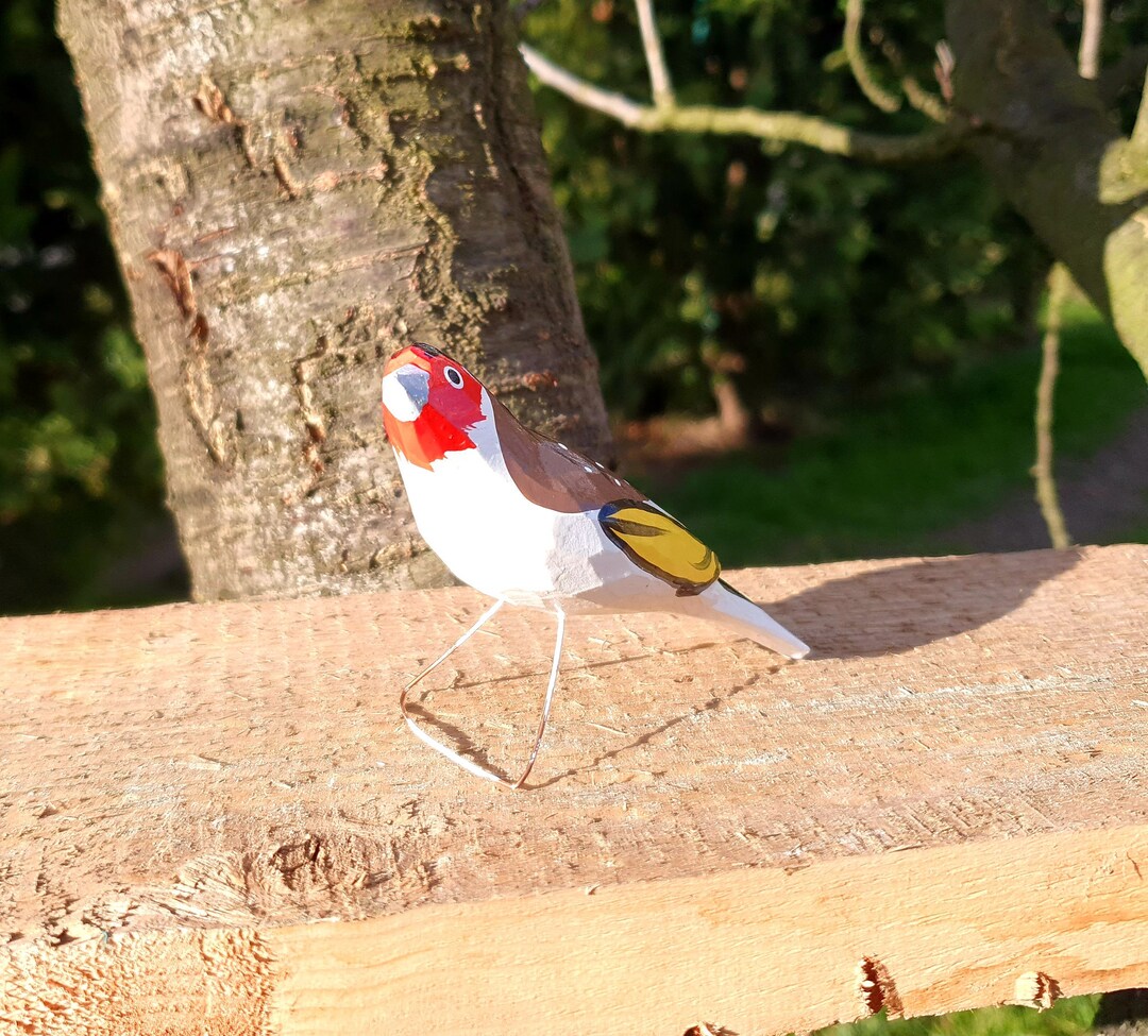 European Goldfinch / Small Folk Wooden Bird / Hand-carved Bird / Polish ...
