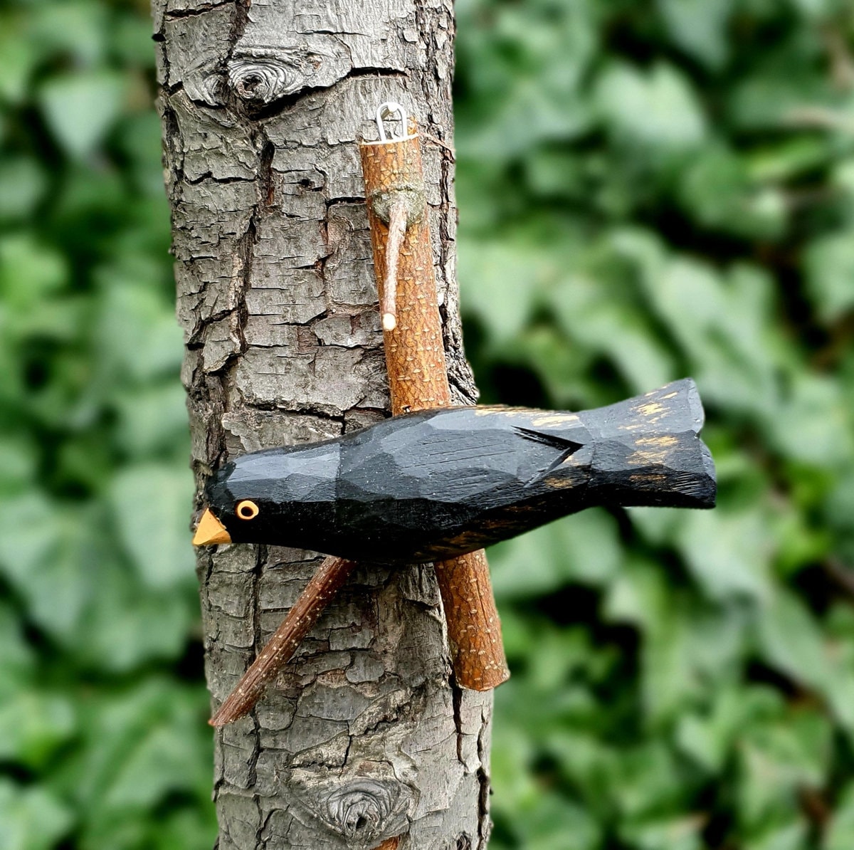 Small Blackbird / Hand-carved and Painted Wooden Bird / Polish Folk Art ...