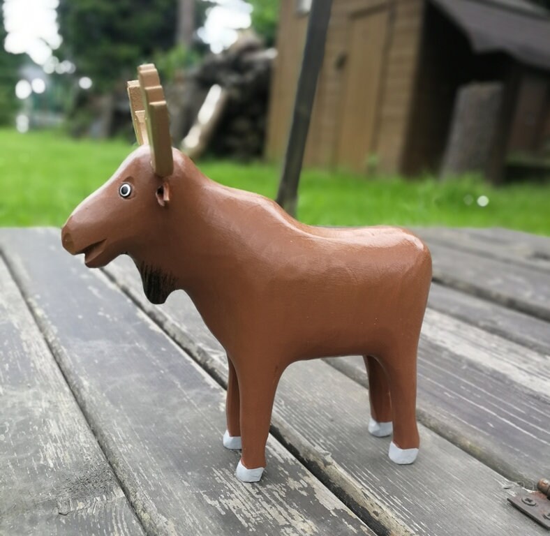 Brown Moose Traditional Folk Wooden Toy Polish Folk Art - Etsy