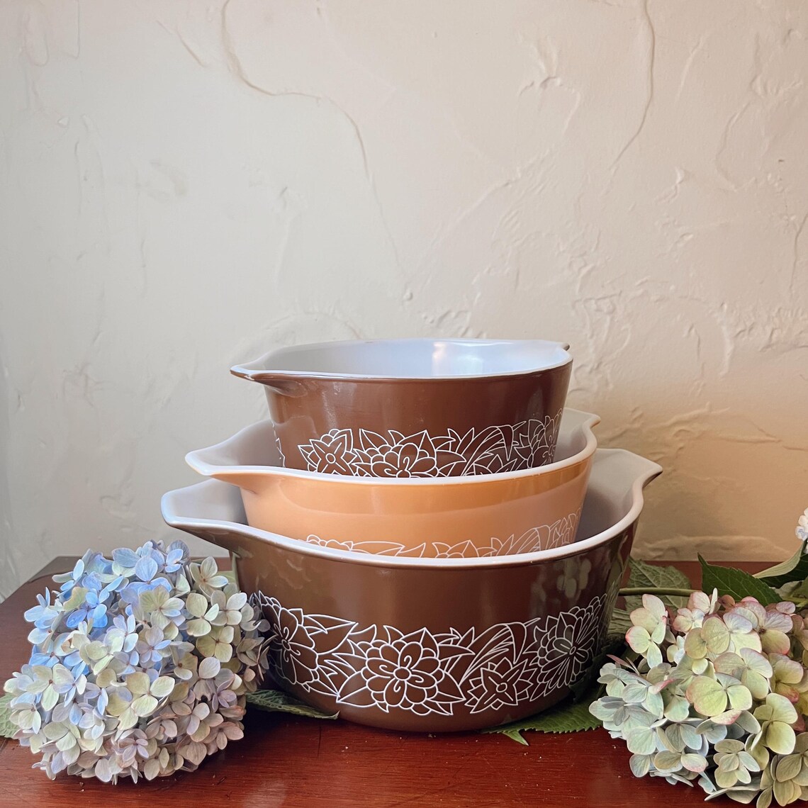 RARE PYREX Woodland Pattern Handled Bowl Set (set of 3) - Etsy