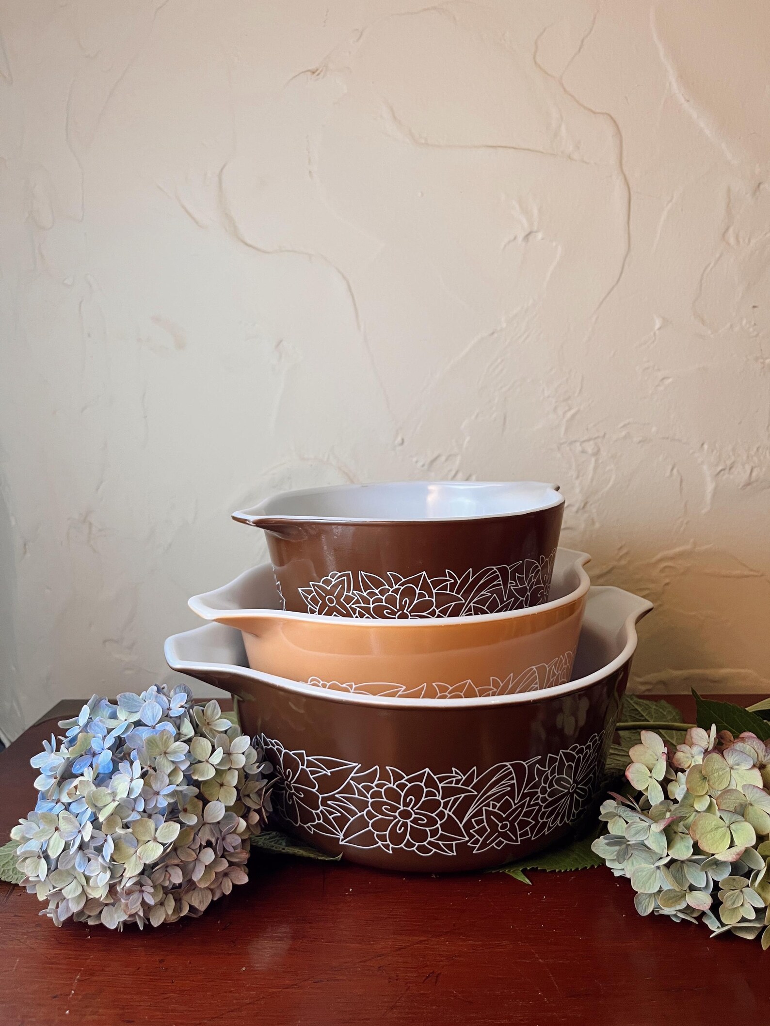 RARE PYREX Woodland Pattern Handled Bowl Set (set of 3) - Etsy