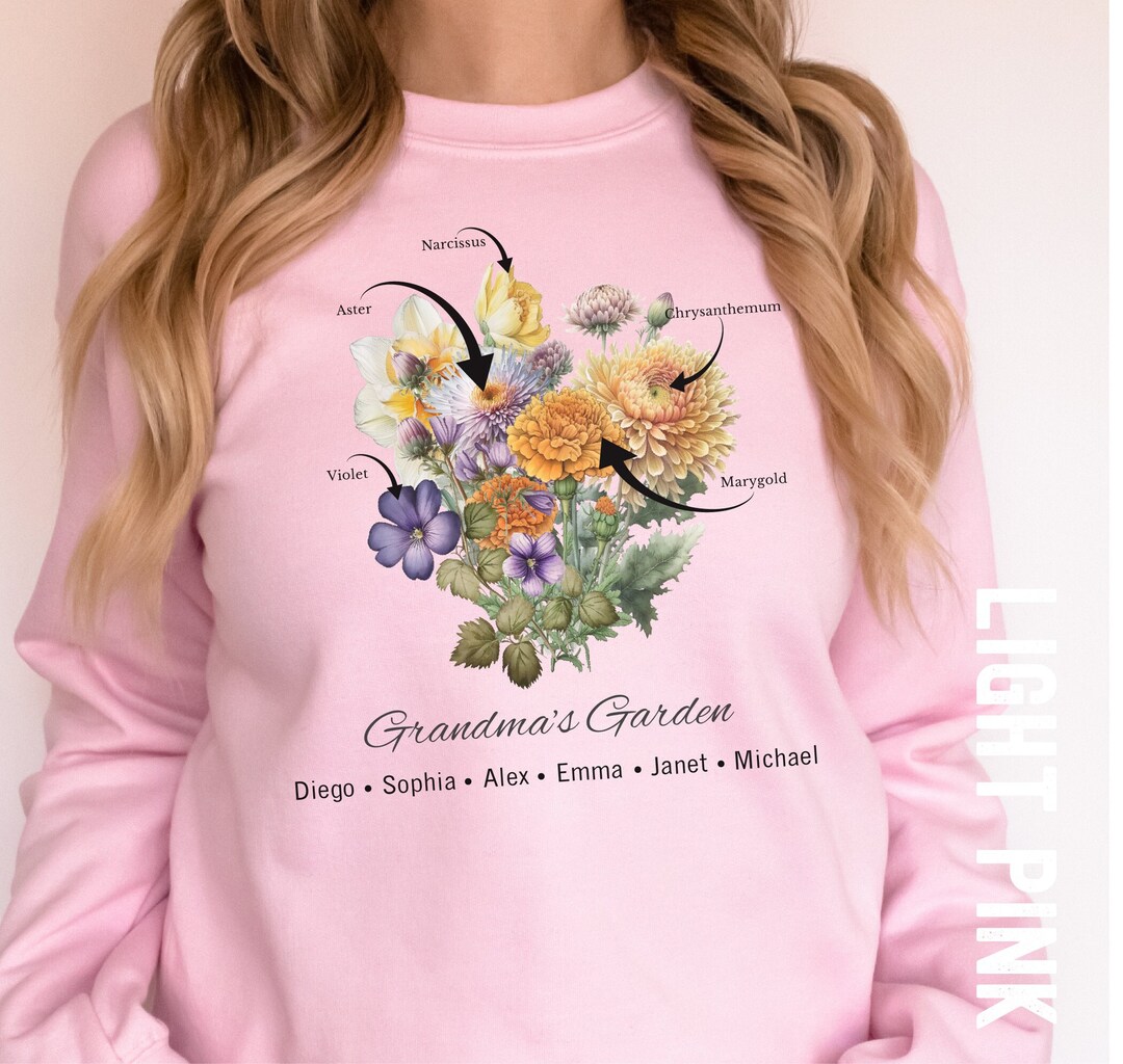 Custom Birthflower Sweatshirt, Grandma's Garden Sweatshirt, Gift for ...