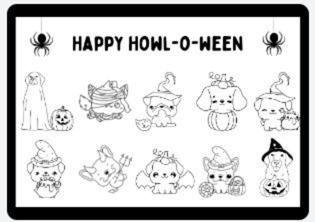 Howl-o-ween Coloring Page Download Halloween Dog Designs 1 - Etsy
