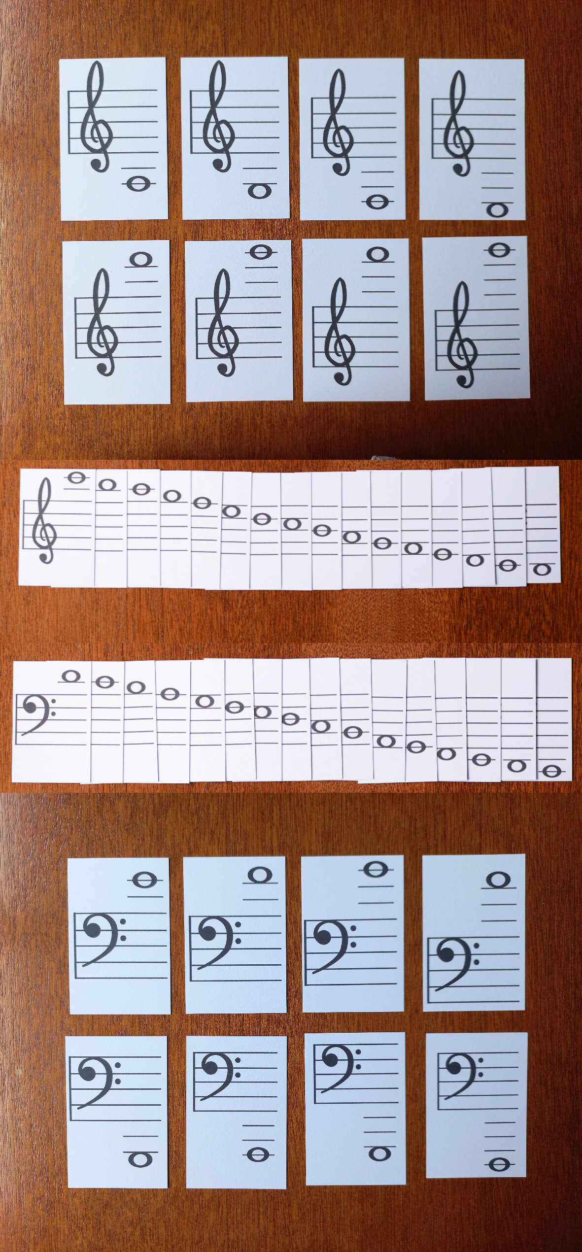 16-48pcs Music Teaching Flash Cards Treble Bass Clef Naming Note ...