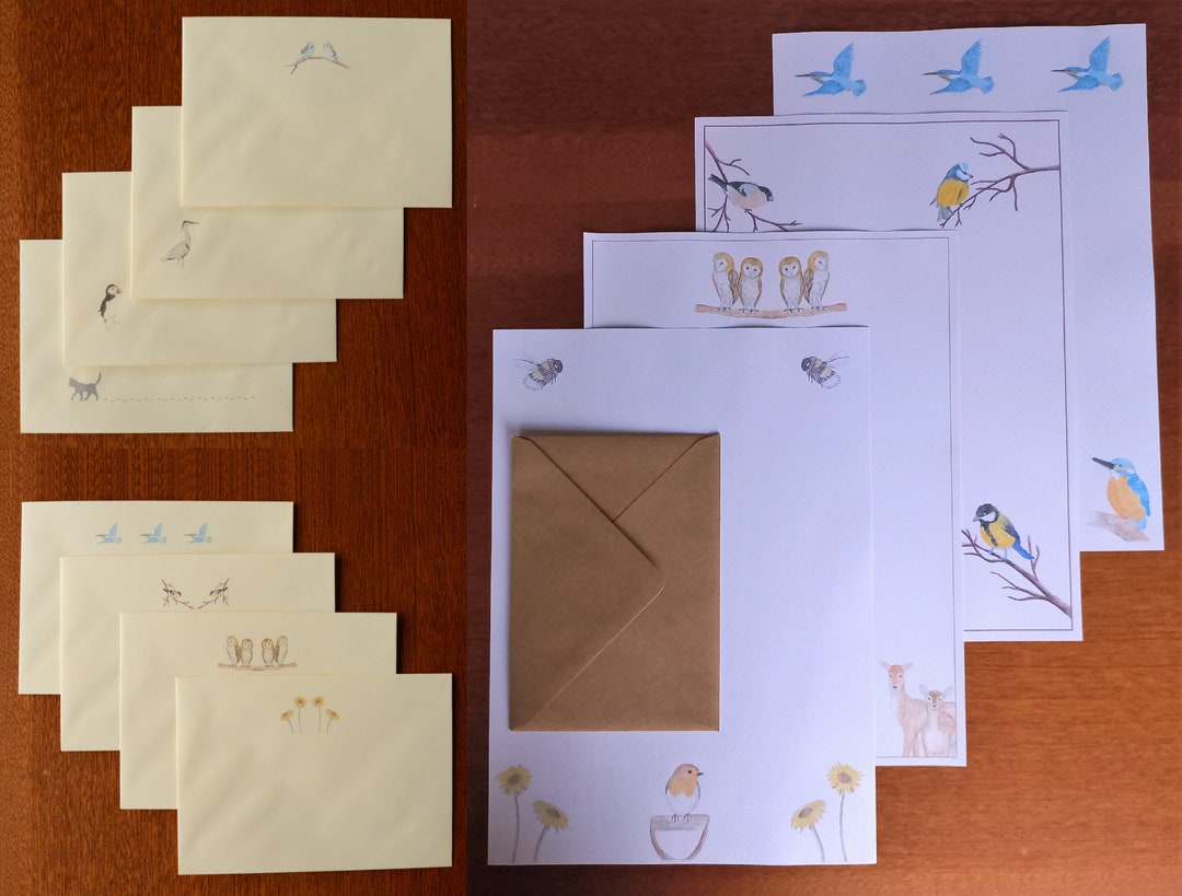A4 Letter Writing Set Unlined Lined Writing Paper and Envelope Option ...
