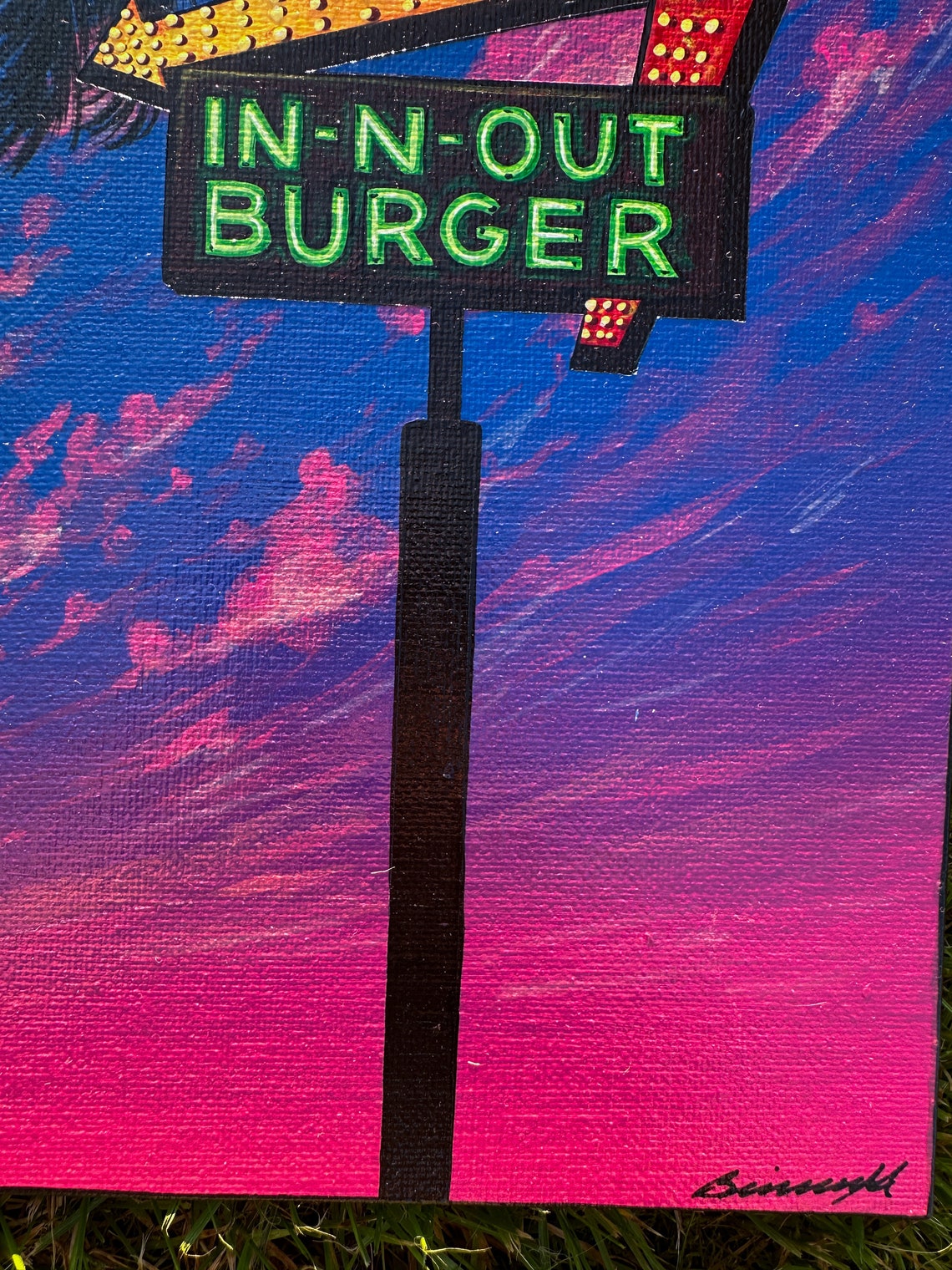 In-n-out Palm Tree Acrylic Painting on Canvas Panel, Sunset Art, 8x10 ...