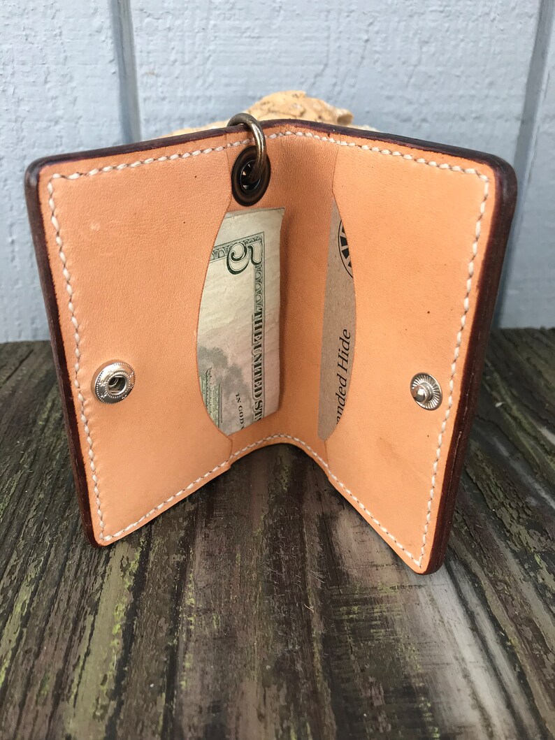 Tooled Floral Leather Keychain Wallet - Etsy