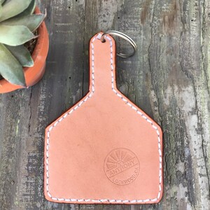 Tooled Leather Floral Livestock Cow Ear Tag Keychain - Etsy