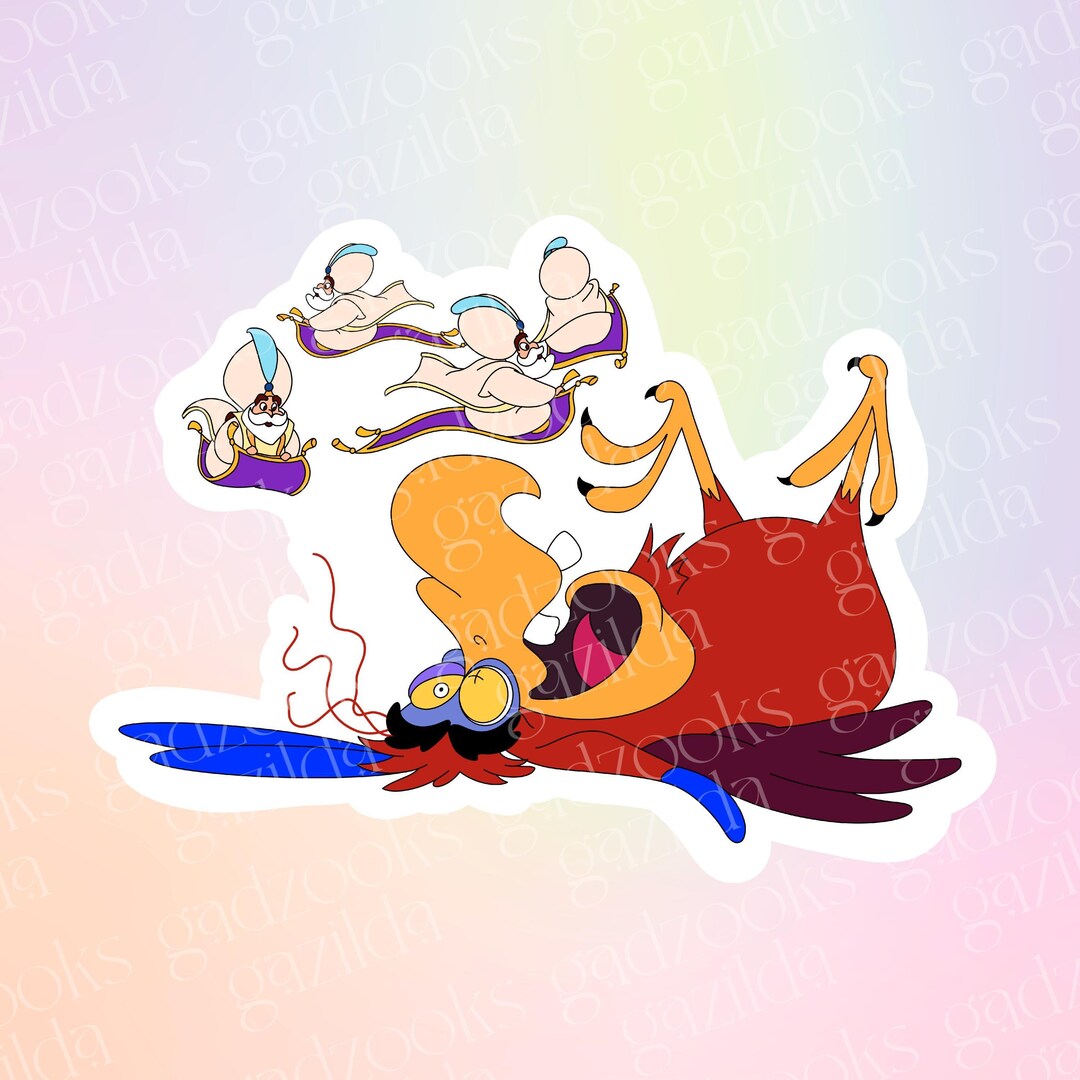 Aladdin Sticker, Iago Dizzy Bird Flying Sultan, Hand-drawn Waterproof ...