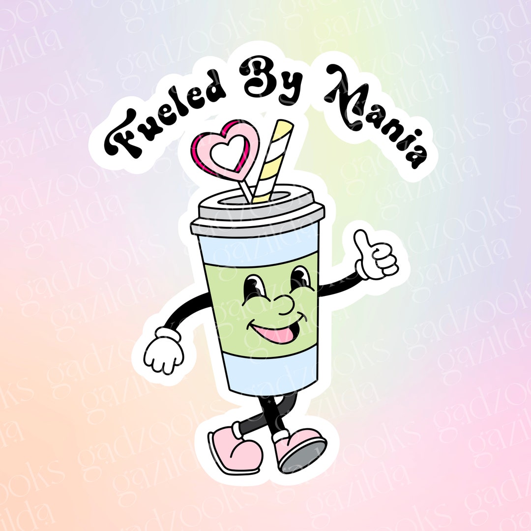 Mental Health Retro Fueled by Mania Sticker, Waterproof Vinyl Sticker ...