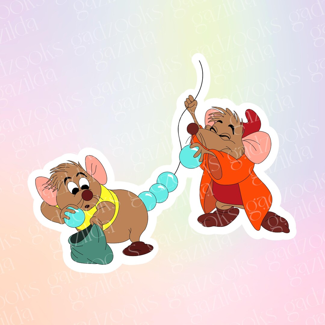 Cinderella Sticker, Gus & Jaq, Hand-drawn Waterproof Vinyl Sticker - Etsy