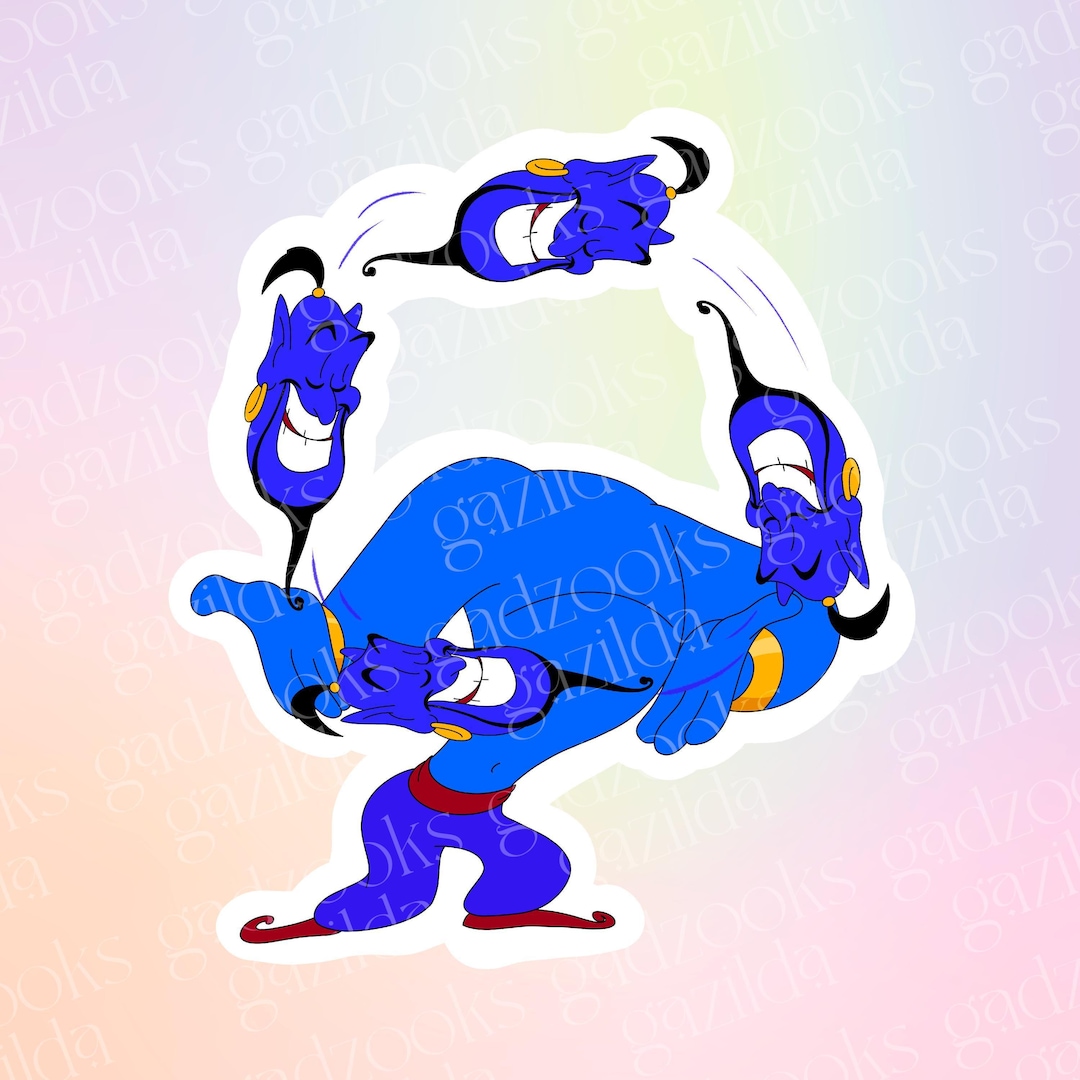 Aladdin Sticker, Genie Juggler, Hand-drawn Waterproof Vinyl Sticker - Etsy