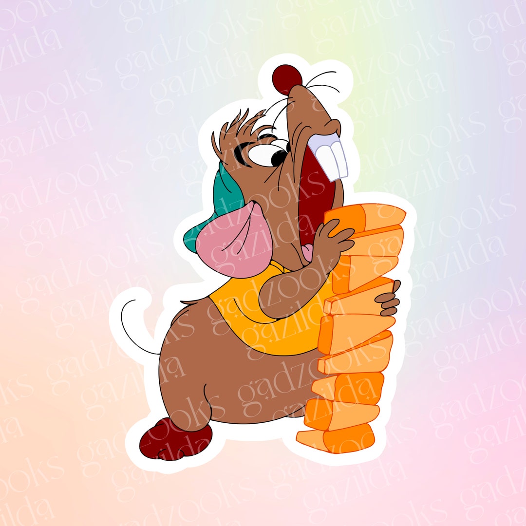 Cinderella Sticker, Gus Gus Hungry Mouse Friend, Waterproof Vinyl ...
