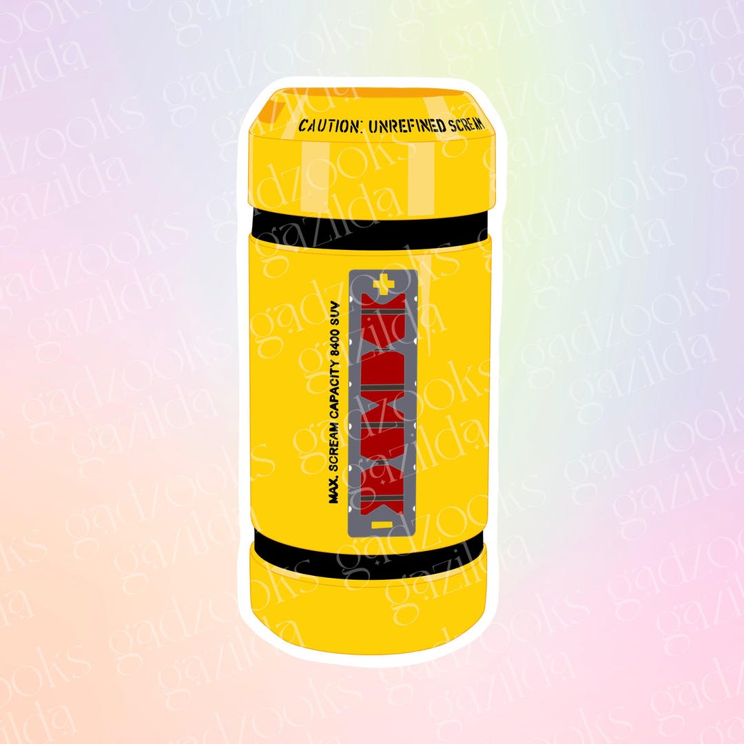 Monster’s Inc Sticker, Scream Canister Yellow Can, Hand-drawn ...