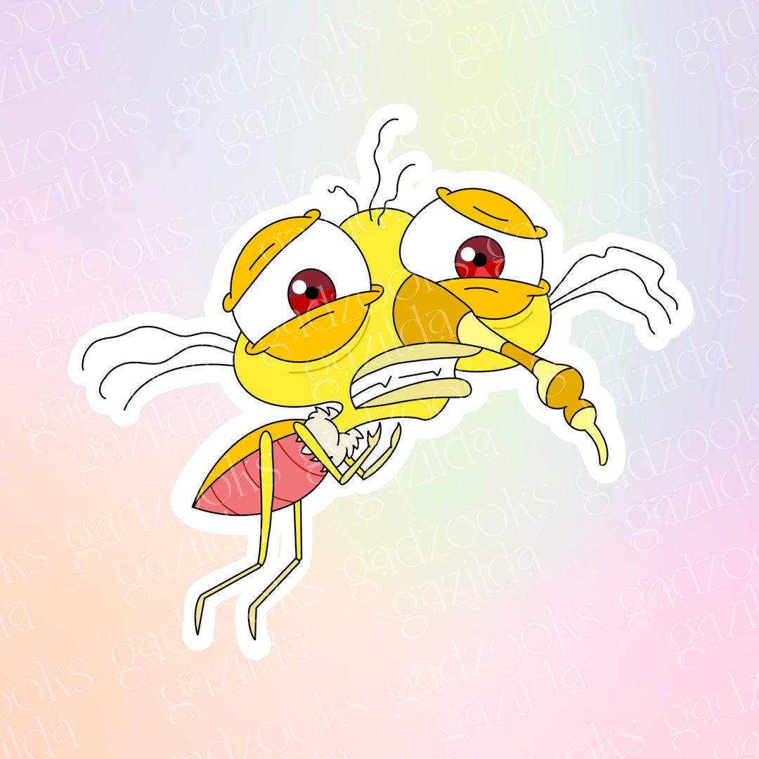 Big Mouth Sticker, Tito the Anxiety Mosquito, Hand-drawn, Waterproof ...