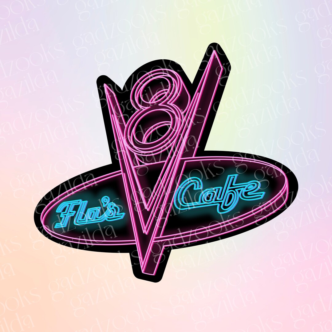 Cars Sticker, Flos V8 Gas Station Neon Glow Sign, Waterproof Vinyl ...