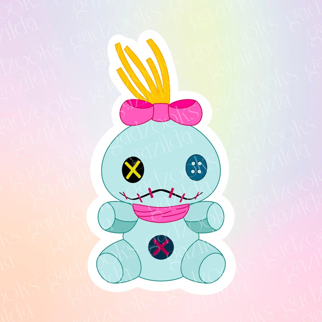 Lilo & Stitch Sticker, Scrump Doll Plushie, Hand-drawn Waterproof Vinyl ...