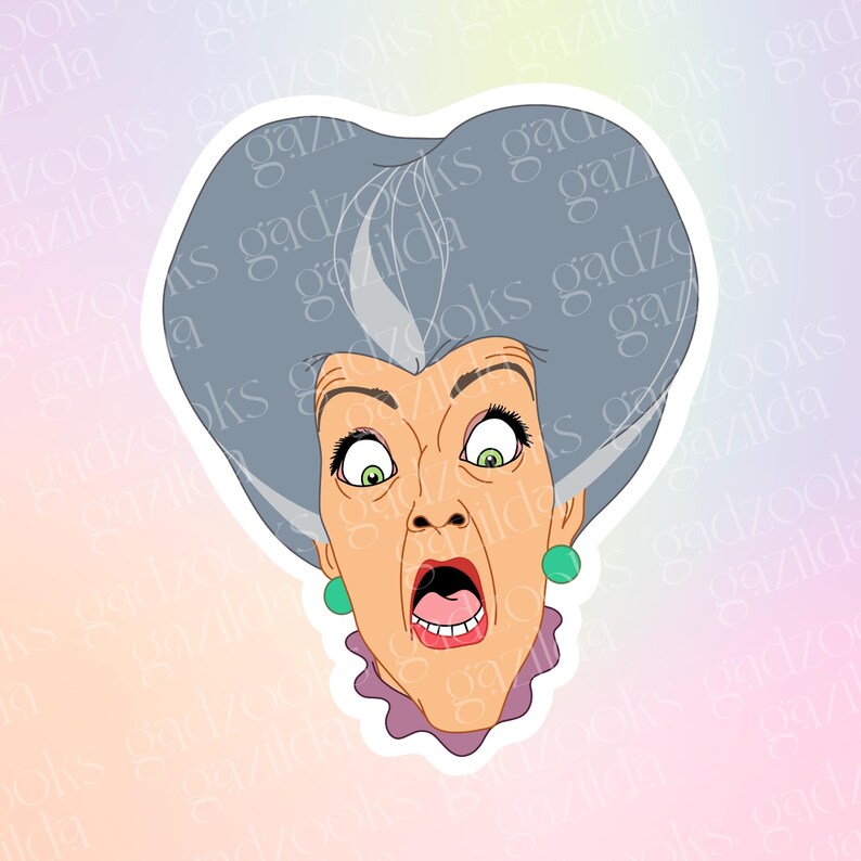 Cinderella Sticker, Evil Step Mother Lady Tremaine, Hand-drawn ...