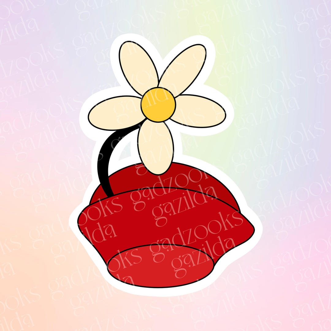 Mickey & Friends Sticker, Minnie Mouse Flower Hat, Hand-drawn ...