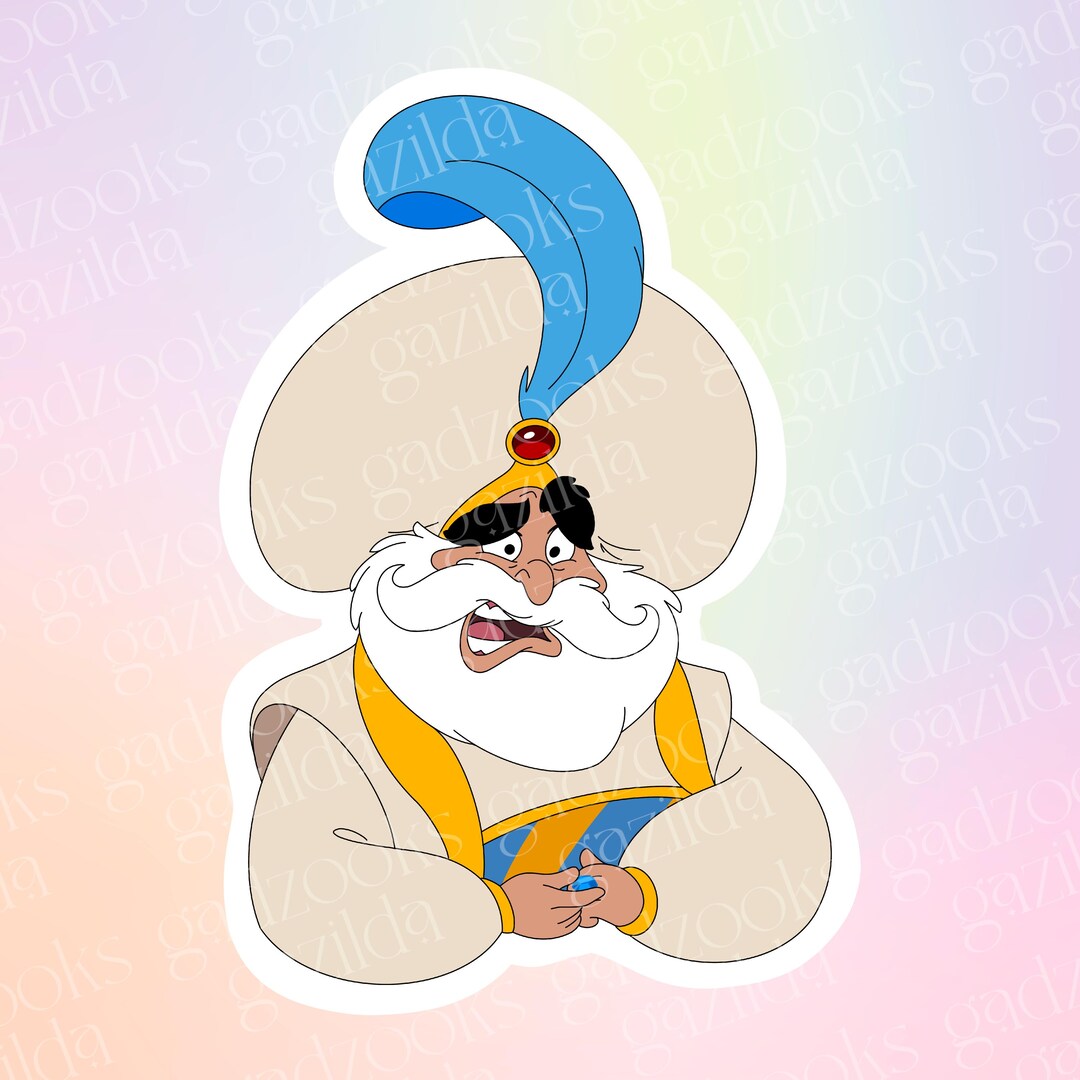 Disney Movie, Aladdin Sticker, Sultan of Agraba, Hand-drawn, Waterproof ...