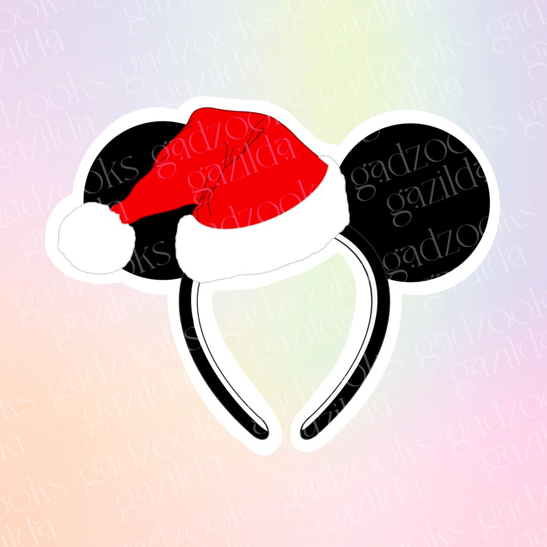 Disney Holiday Sticker, Mickey Holly Jolly Santa Hat Headband Sticker ...