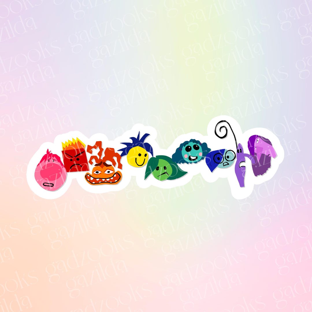 Inside Out Sticker, Rainbow of Emotions, Hand-drawn Waterproof Vinyl ...