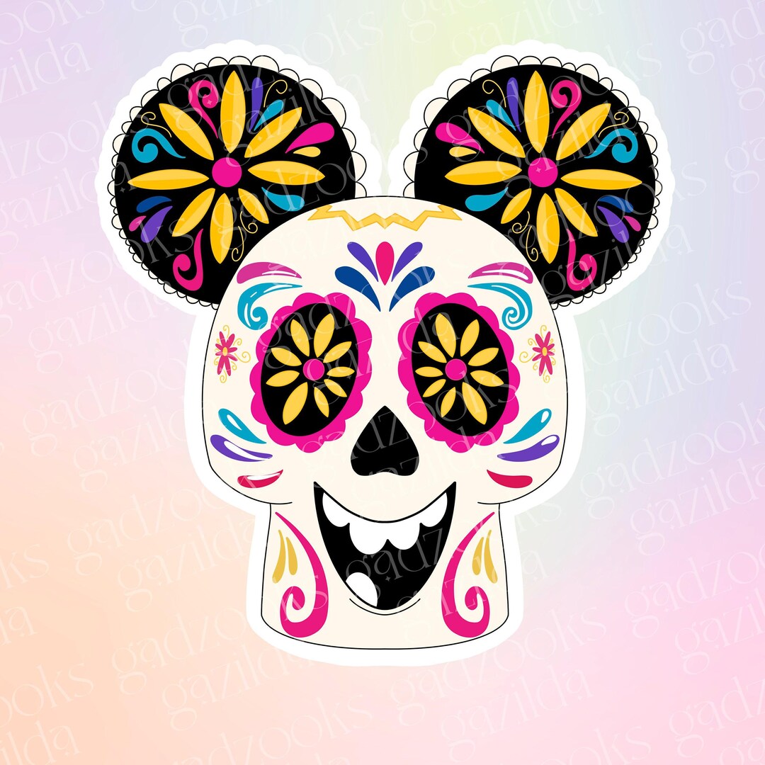Halloween Sticker, Coco Mickey Skull, Hand-drawn Waterproof Vinyl ...