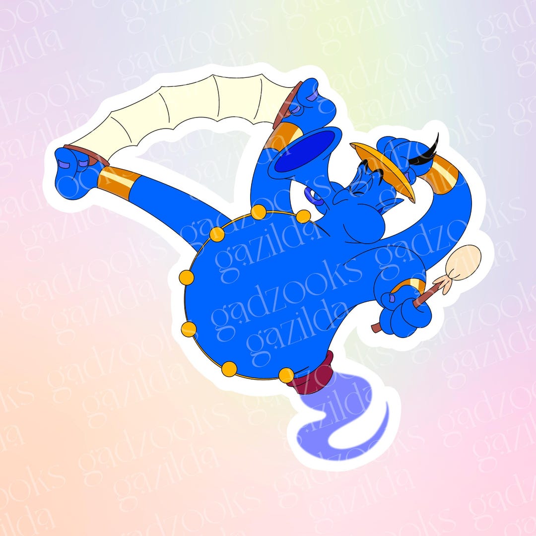 Aladdin Sticker, Genie One Man Band, Hand-drawn Waterproof Vinyl ...