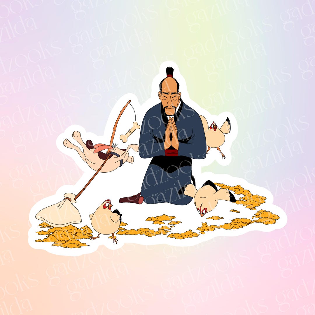 Mulan Sticker, Chicken Prayer, Hand-drawn Waterproof Vinyl Sticker - Etsy