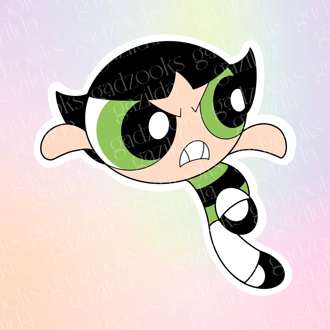 Powerpuff Girls Sticker, Buttercup in Battle, Waterproof Vinyl Sticker ...