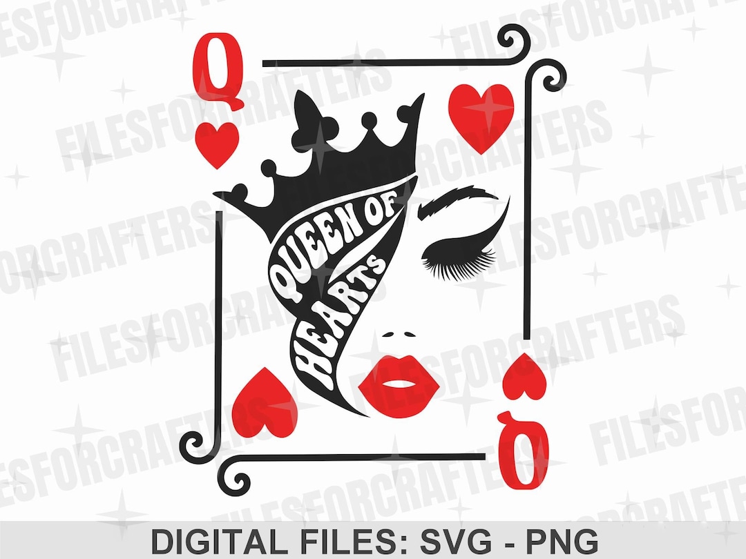 Queen of Hearts Playing Card Art SVG PNG, Queen Shirt, Stylish Wall Art ...