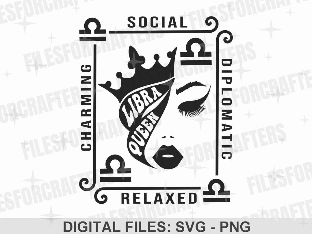 Libra Queen Stylish Zodiac Birthday Gift SVG PNG, Astrology Star Sign ...