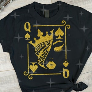 Queen of Spades Playing Card Art SVG PNG DXF, Queen Shirt, Stylish Wall ...