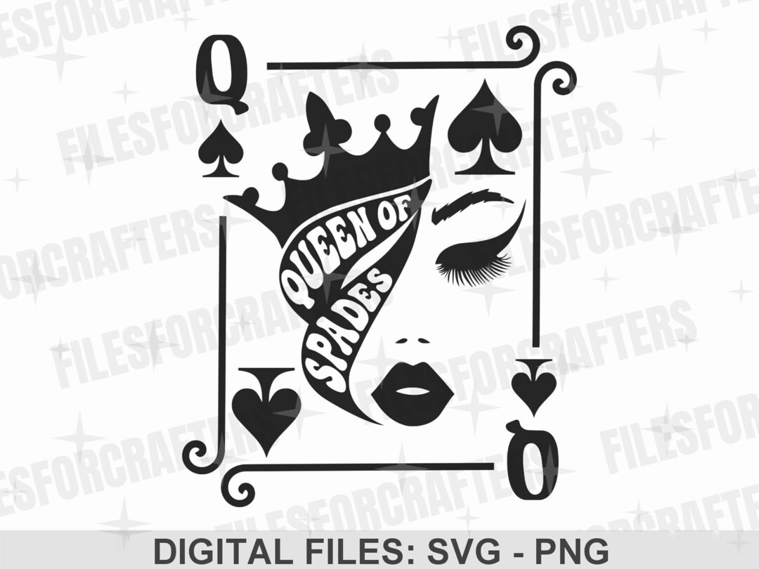 Queen of Spades Playing Card Art SVG PNG Queen Shirt Stylish - Etsy Canada