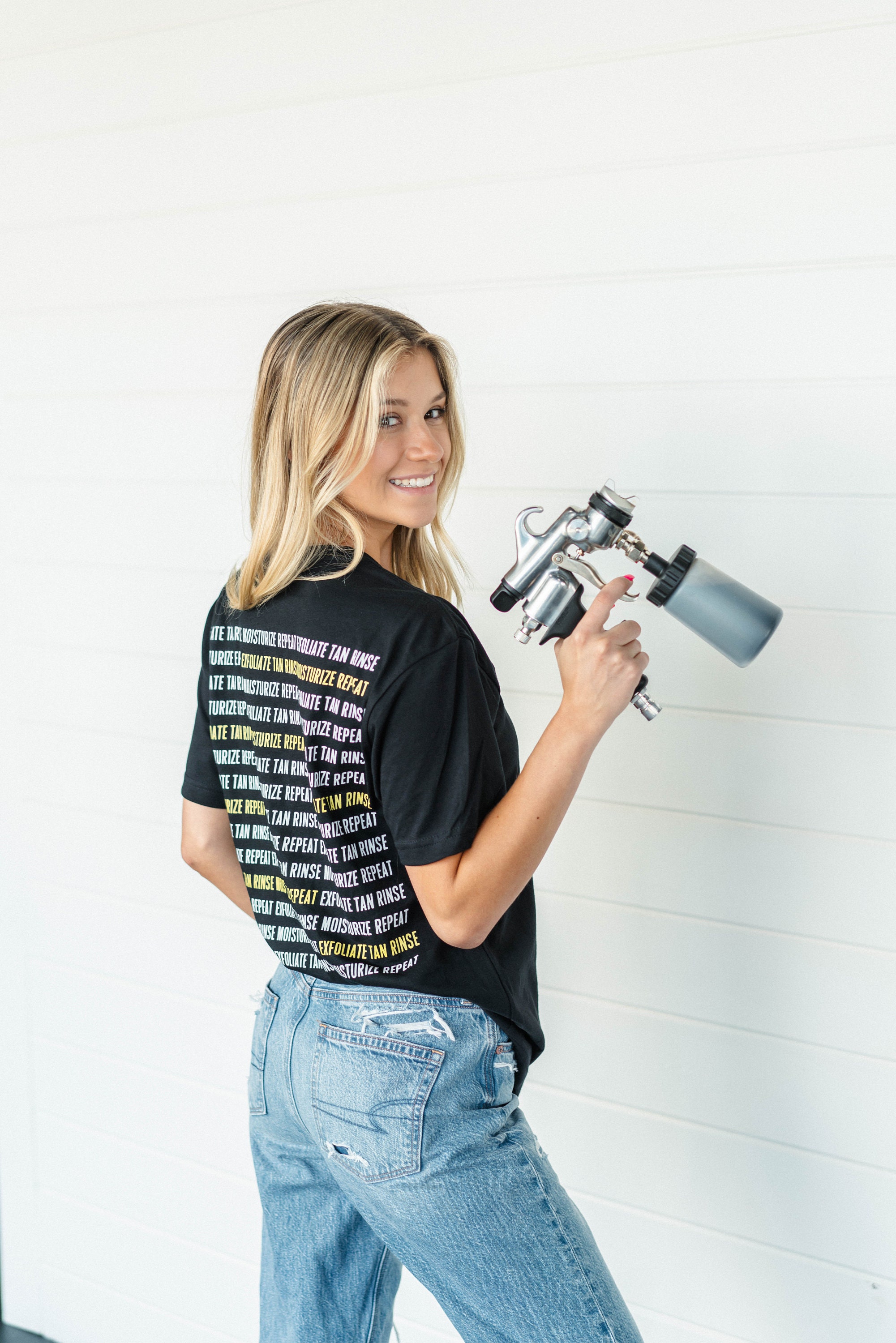 Exfoliate, Tan, Rinse, Moisturize, Repeat Tee Spray Tanning Shirt ...