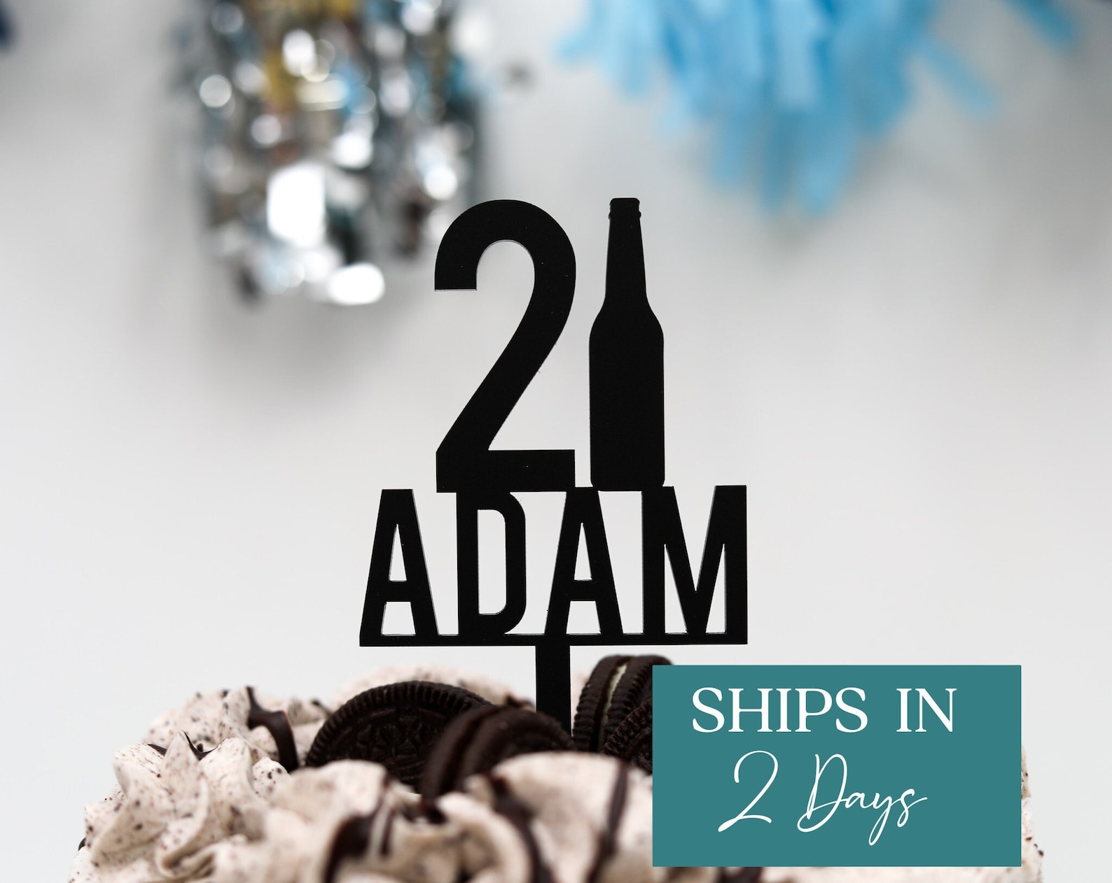 Custom 21st Birthday Cake Topper, Custom Name Cake Topper, Twenty First ...