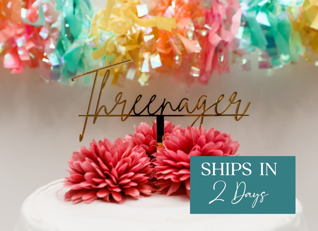 Threenager Cake Topper, Third Birthday Cake Topper, Three Cake Topper ...