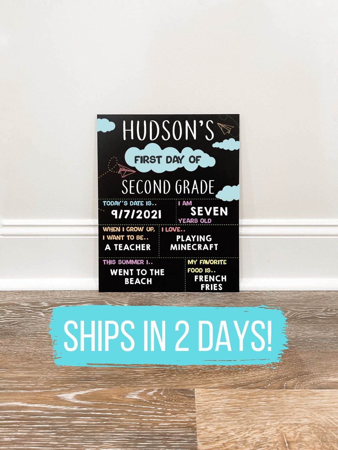 First Day of School Erasable Sign, Back to School Sign, Reusable School ...