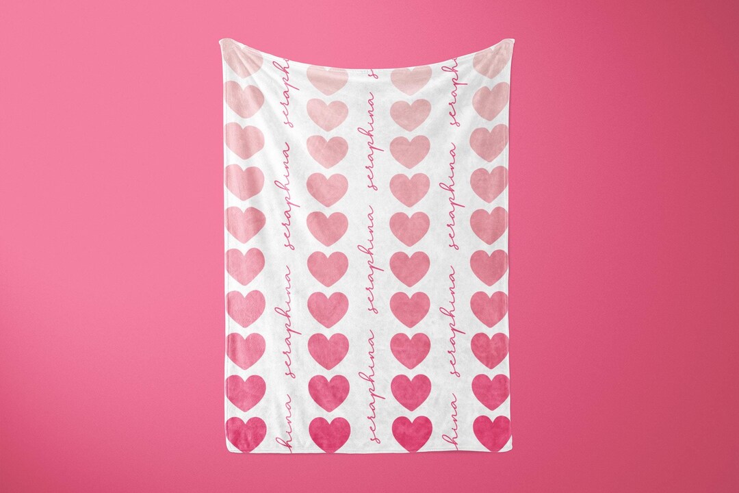 Cute Heart Name Blanket, Personalized Heart Blanket, Name Blanket for ...