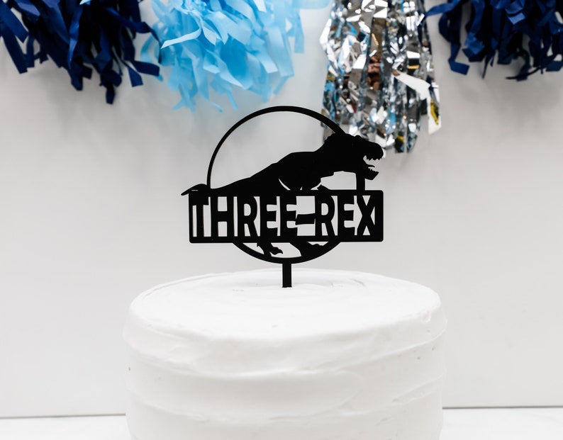 Dinosaur Cake Topper, Three Rex Dinosaur Party, T-rex Cake Topper, 3 ...