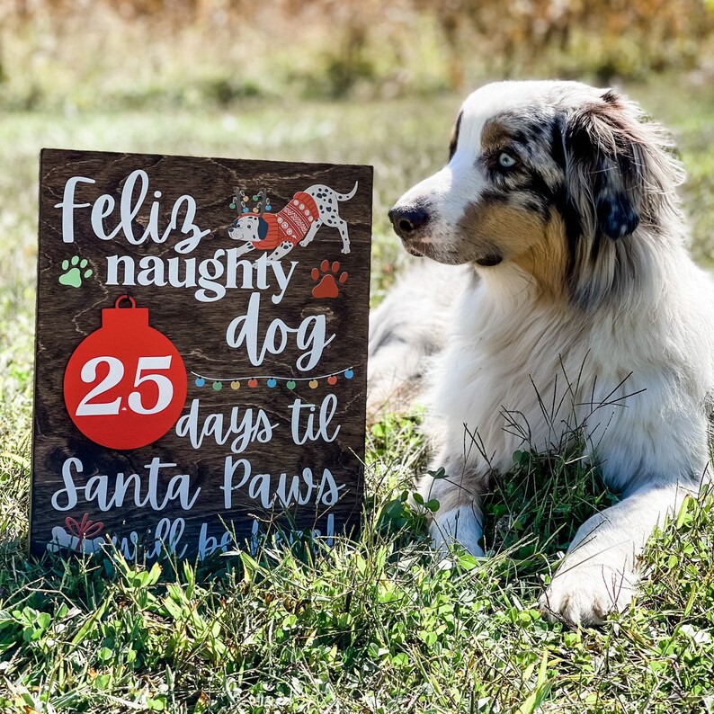 Custom Dog Christmas Countdown Sign, Days Until Christmas Pet Sign ...