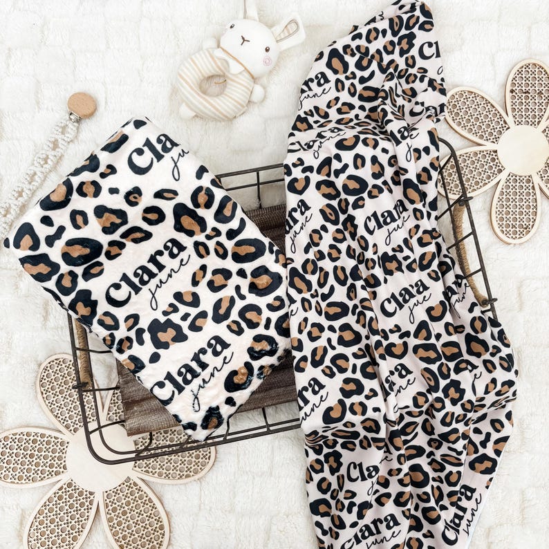 Leopard Baby Name Blanket, Newborn Name Swaddle, Personalized Baby Name ...