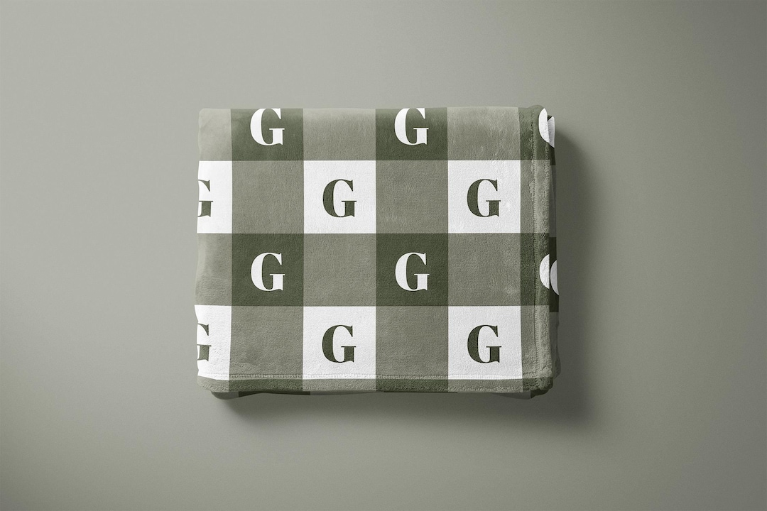 Personalized Monogram Blanket, Custom Gingham Plush Throw, Initial ...