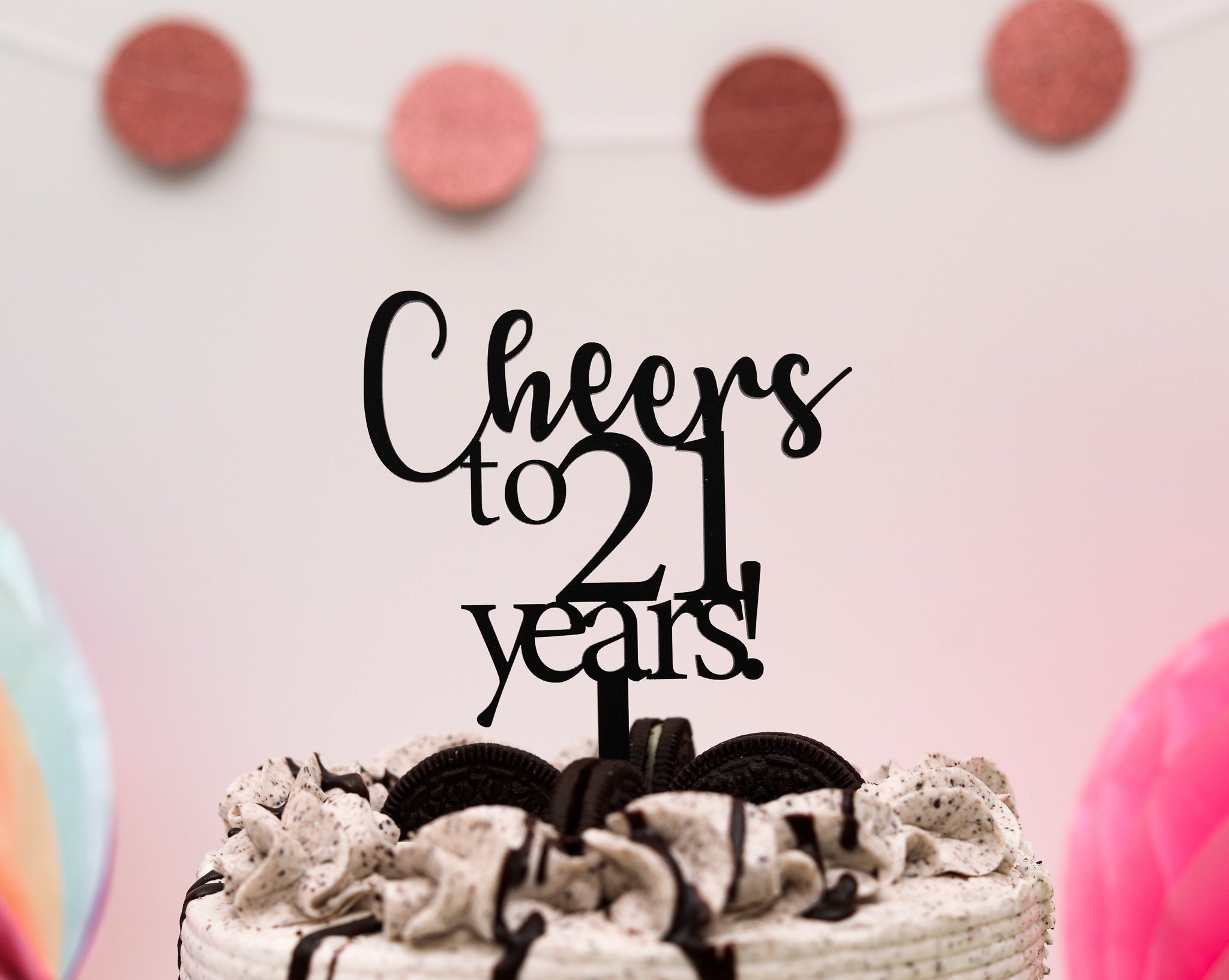 Custom Cheers Birthday Cake Topper, Custom Name Cake Topper, 21st ...