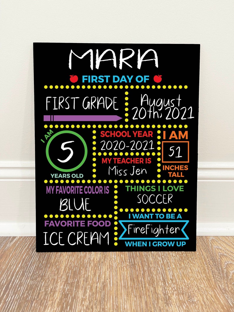 First Day or School Chalkboard Sign Back to School Sign - Etsy
