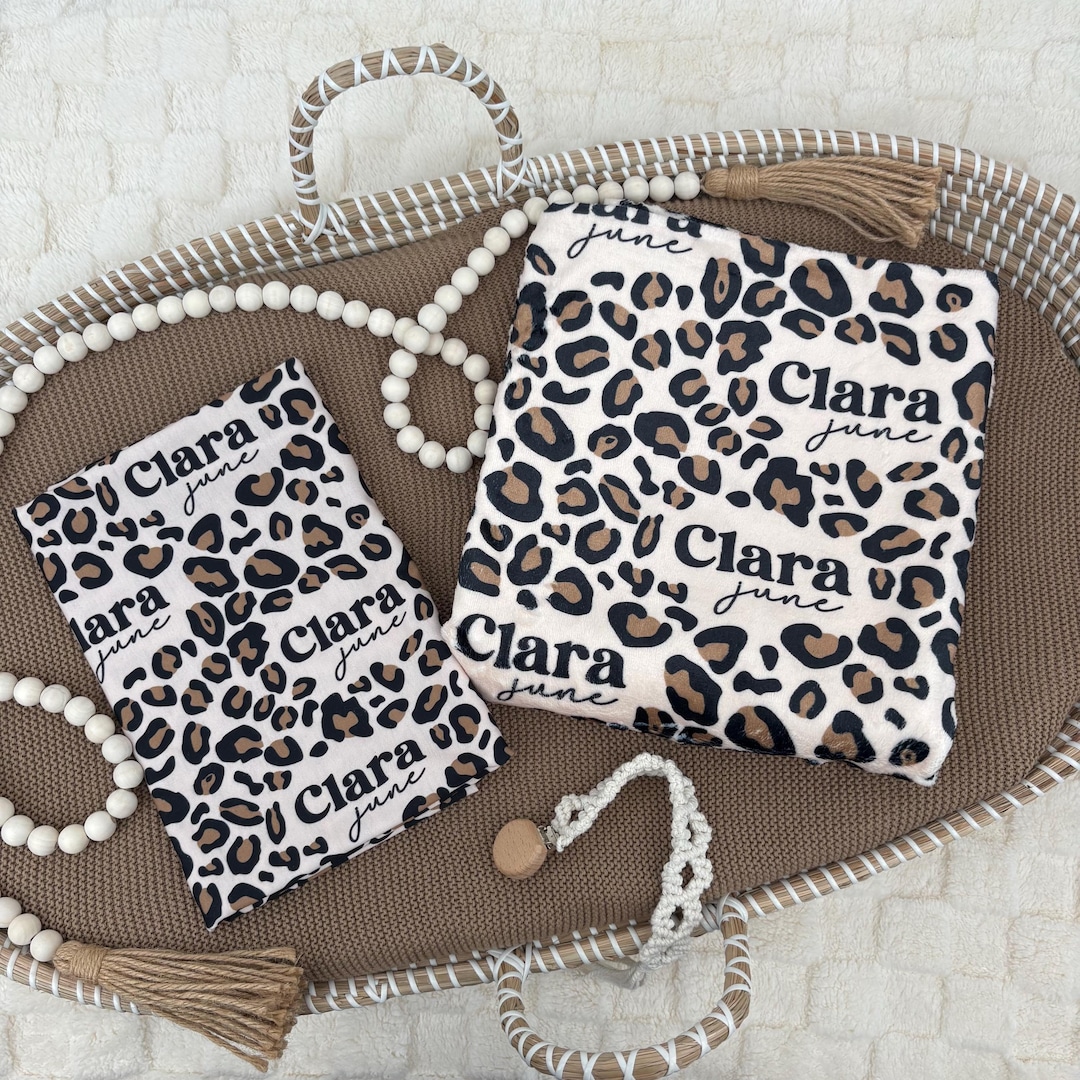 Leopard Baby Name Blanket, Newborn Name Swaddle, Personalized Baby Name ...